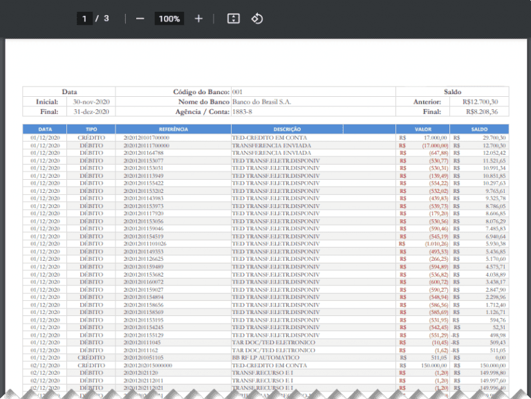 Planilha de Conversão de Arquivo OFX para Excel