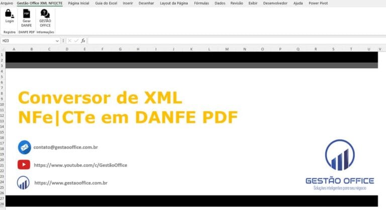 Planilha Excel Conversor XML NFe e CTe DANFE