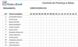 Planilha de Controle de Treinamentos Excel